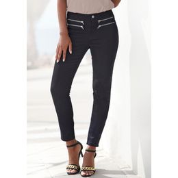 Jeggings Vivance, Damen, Gr. 46, N-Gr, schwarz, Denim/Jeans, Obermaterial: 65% Baumwolle, 33% Polyester, 2% Elasthan, unifarben, figurbetont kn&ouml;chellang, Hosen Jeggings, mit Zipperdetails, elastische Skinny-Jeans, Basic