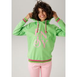 Sweatshirt Aniston CASUAL Gr. 36, grün (apfelgrün, rosa, pink, moosgrün, hellgrün) Damen Sweatshirts mit "ENJOY"-Schriftzug Bestseller