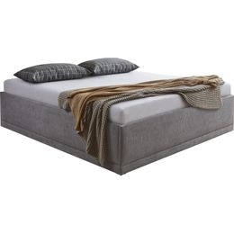 Polsterbett "Texel", grau, B:186cm H:42cm L:206cm, Bezug Bett: Veloursstoff 100% Polyester;Bonnell-Federkernmatratze: 51% Polypropylen, 39% Polyester und 10% Baumwolle;Kaltschaummatratze: 100% Polyester, Bezug abnehm- und waschbar bis 60C;Kissenbezug: 100% Polyester, Füllung : 100% Polyester (Hohlfaser), Westfalia Schlafkomfort, Betten, Komforthöhe mit Zierkissen, Bettkasten bei Ausführung mit Mat