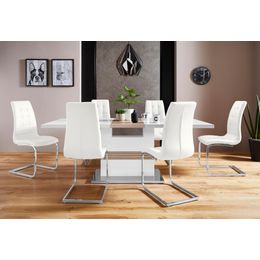 Essgruppe Inosign "Perez/Lola" Sitzmöbel-Sets weiß (weiß hochglanz, weiß) Essgruppen mit 4 Stühlen, Tisch ausziehbar, Breite 160-200 cm