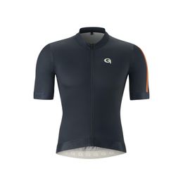 Radtrikot Gonso "TORNALE" Gr. L, blau (nachtblau), Herren, 86% Polyester, 14% Elasthan, Trikots, Herren Radshirt kurzarm, atmungsaktives Fahrradtrikot mit Rückentasche