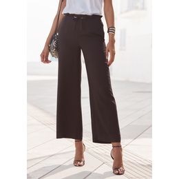 Paperbag-Hose Lascana Gr. 46, N-Gr, schwarz Damen Hosen Strandhosen mit weitem Bein und Taschen, Wide-Leg, Stoffhose, casual, elegant
