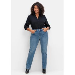 Gerade Jeans sheego "Große Größen" Gr. 22, Kurzgrößen, blau (blue denim) Damen Jeans Gerade mit Bodyforming-Effekt