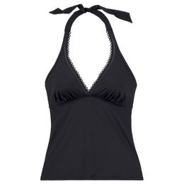 Bügel-Tankini-Top s.Oliver "Aiko" Gr. 38, Cup E, schwarz Damen Bikini-Oberteile mit Häkeloptik