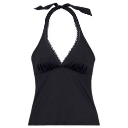 Bügel-Tankini-Top s.Oliver "Aiko" Gr. 42, Cup C, schwarz Damen Bikini-Oberteile mit Häkeloptik