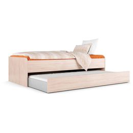 Stauraumbett Priess "Barkhausen", braun (eiche sonoma), B:97cm H:54,5cm L:205cm, Betten, mit ausziehbarer Liegefläche