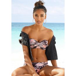 Bügel-Bandeau-Bikini Buffalo Gr. 34, Cup D, bunt (braun, apricot) Damen Bikini-Sets im Mustermix