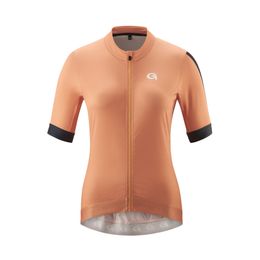 Radtrikot Gonso "PIANA" Gr. 36, orange (pfirsich) Damen Trikots Radshirt kurzarm, atmungsaktives Fahrradtrikot mit Rückentasche