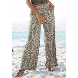 Jerseyhose Buffalo Gr. 34, N-Gr, bunt (khaki, sand bedruckt) Damen Hosen Strandhosen mit Alloverdruck in Paperbag-Optik, Wide-Leg Bestseller