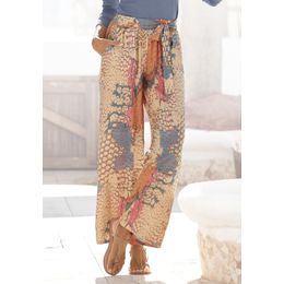 Palazzohose Buffalo Gr. 34, N-Gr, bunt (orange, blau, bedruckt) Damen Hosen Palazzohose mit Animalprint und elastischem Bund, Schlupfhose, Stoffhose