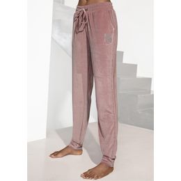 Nickihose Vivance "-Loungehose" Gr. 48/50, N-Gr, rosa (altrosa) Damen Hosen Röhrenhosen mit Glitzerdruck