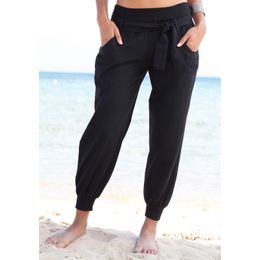 Strandhose Buffalo Gr. 34, N-Gr, schwarz Damen Hosen Strandhosen aus Leinen-Mix, Leinenhose, Sommerhose, Strandmode