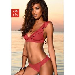 Triangel-Bikini JETTE Gr. 32, Cup A/B, rot (rostrot) Damen Bikini-Sets Ocean Blue mit Volant Bestseller