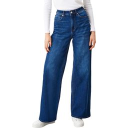 High-waist-Jeans s.Oliver Gr. 46, Länge 30, blau (blue stretched denim) Damen Jeans High-Waist-Jeans mit verlängerten Gürtelschlaufen