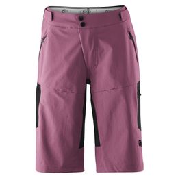 Radhose Gonso "CASINA" Gr. 42, Normalgrößen, lila (dunkellila) Damen Hosen Bike-Shorts, Fahrradhose, Sitzpolster und Taschen, Bund flexibel