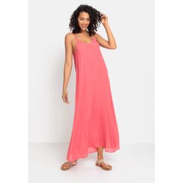 Maxikleid Lascana Gr. 40, N-Gr, orange (koralle) Damen Kleider Strandkleider mit rundem Ausschnitt, luftiges Sommerkleid, Strandkleid