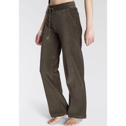 Homewearhose Vivance "-Loungehose" Gr. 52/54, N-Gr, grün (dunkel oliv) Damen Hosen mit breiter elastischen Cord Struktur, Loungewear