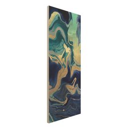 Holzbild Spiel der Farben Indigo Feuer