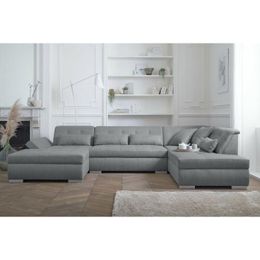 Vermont – wohnlandschaft 7-sitzer ecksofa in u-form – xxl – rechts - hellgrau