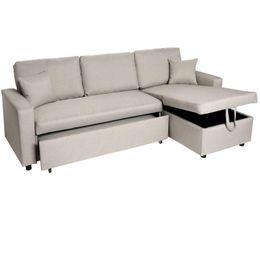 Ecksofa mit Bettkasten HHG-309, Couch Sofa L-Form, Liegefläche Nosagfederung 228cm beige