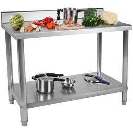 ROYAL CATERING Edelstahl Arbeitstisch Edelstahltisch Küchentisch Aufkantung Gastro 150x60x85 cm