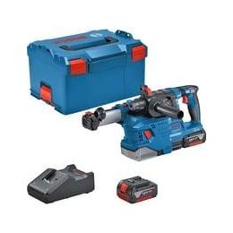 Bosch Akku-Bohrhammer GBH 18V-22 Professional, 18Volt, mit GDE 18V-12 blau/schwarz, 2x Li-Ionen Akku 4,0Ah, in L-BOXX