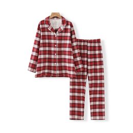 ZWY Pyjama Herbst-Winter Schlafanzug Damen Homewear Karo-Set
