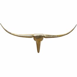 FineBuy Deko Geweih Bull M Aluminium Design Hörner 100cm Wanddekoration Gold