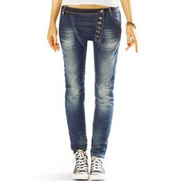 be styled Low-rise-Jeans Slim fit Hüftjeans mit asymmetrischer Knopfleiste