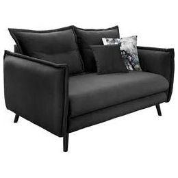 2-Sitzer Inosign "Lazio" Sofas Gr. B/H/T: 162cm x 97cm x 110cm, Velours, grau (anthrazit) inklusive 1 Stk. Wende- und Zierkissen