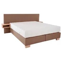 Boxspringbett Alina "Daria" Komplettbetten Gr. Microfaser GDU, Liegefläche B/L: 160 cm x 200 cm, Gewicht bis: 80 kg + 80 kg H2 + H2, 7-Zonen-Tonnentaschen-Federkern-Partnermatratze, braun (hellbraun gdu 4) Boxspringbett integrierte Nachttische und Matratze, unterschiedliche Ausführungen