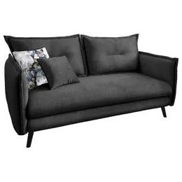 3-Sitzer Inosign "Lazio" Sofas Gr. B/H/T: 183cm x 97cm x 110cm, Velours, grau (anthrazit) inklusive 1 Stk. Wende- und Zierkissen