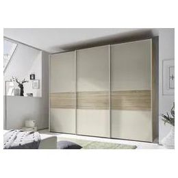 Schwebetürenschrank STAUD "Sinfonie Plus, edles Design in hochwertiger Qualität, Made Germany" Schränke Gr. B/H/T: 280 cm x 222 cm x 68 cm, Comfort, 3 St., beige (sand dekor, sonoma eiche dekor) Mit vier verschiedenen Ausstattungsvarianten