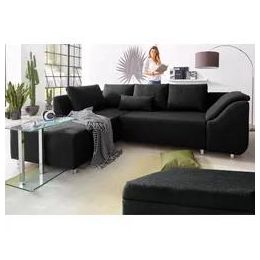 Ecksofa Collection AB "Sally L-Form" Sofas Gr. B/H/T: 256cm x 87cm x 165cm, Struktur, Ottomane beidseitig montierbar, mit Bettfunktion, grau (anthrazit) mit und ohne Bettfunktion, inklusive loser Rücken- Zierkissen