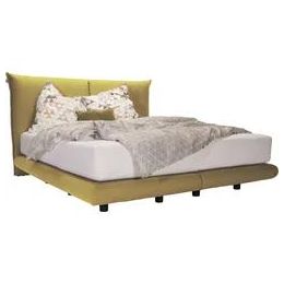 Boxspringbett Tom Tailor HOME "SOHO PILLOW BOX" Komplettbetten Gr. Struktur fein TBO, Liegefläche B/L: 180 cm x 200 cm, H2/H3, 5-Zonen-Tonnentaschen-Federkern-Partnermatratze, gelb (mustard tbo 5) Boxspringbett in Schwebeoptik, Kopfteil Kissenform, Höhe 120 cm