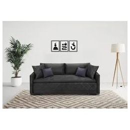 Schlafsofa Inosign "Potsdam" Sofas Gr. B/H/T: 218cm x 97cm x 96cm, Samt, schwarz mit Boxspringaufbau, Bettfunktion & Bettkasten, Dauerschlafsofa