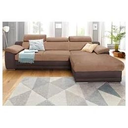 Sit & More Ecksofa SIT & MORE "Xenia L-Form" Sofas Gr. B/H/T: 271cm x 94cm x 168cm, Luxus-Microfaser ALTARA NUBUCK, Recamiere rechts, mit Bettfunktion, braun (dunkelbraun/braun) wahlweise mit Bettfunktion