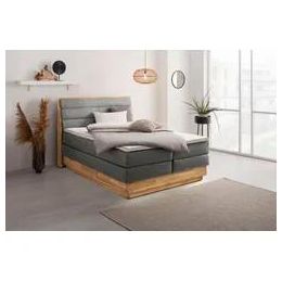 Boxspringbett OTTO products "Jenna" Komplettbetten Gr. Flachgewebe Polyester ohne LED-Beleuchtung, mit Basic-Topper LED-Beleuchtung, Liegefläche B/L: 160 cm x 200 cm Betthöhe: 69 cm, Gewicht bis: 80 kg + 120 kg H2 + H4, 7-Zonen-Taschen-Federkernmatratze, grau Boxspringbett ohne LED-Beleuchtung, mit zertifizierten, recycelten Bezugsstoffen