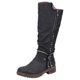 Winterstiefel Rieker Gr. 37, Varioschaft, schwarz Damen Schuhe mit Nietenverzierung und Kordel