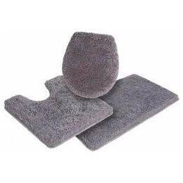 Möve Badematte MÖVE "Essentail/Superwuschel" Badematten Gr. 3-tlg. Stand-WC Set, 3 St., Polyester, grau (stone) Microfaser-Badematte, Badteppich, rechteckig, rund & als 3-tlg. Set