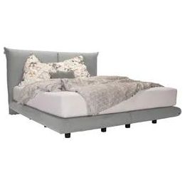 Boxspringbett Tom Tailor HOME "SOHO PILLOW BOX" Komplettbetten Gr. Struktur fein TBO, Liegefläche B/L: 200cm x 200cm, Gewicht bis: 100 kg H3, 5-Zonen-Tonnentaschen-Federkern-Partnermatratze, grau (moody grey tbo 29) Boxspringbett in Schwebeoptik, Kopfteil Kissenform, Höhe 120 cm