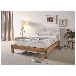 Boxspringbett Home Affaire "Villads" Komplettbetten Gr. Flachgewebe Polyester Topper Premium, Liegefläche B/L: 140 cm x 200 cm Betthöhe: 55 cm, Gewicht bis: 80 kg H2, 7-Zonen-Taschen-Federkernmatratze, grau (platinum) Boxspringbett Liegefläche: 140200 cm, aus Balkeneiche, Inside-Boxspring-Unterbau