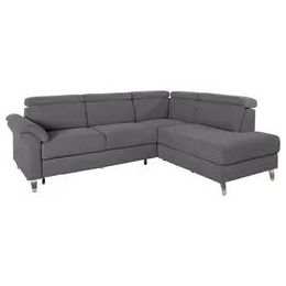 Sit & More Ecksofa SIT & MORE "Arngast L-Form" Sofas Gr. B/H/T: 245cm x 84cm x 194cm, Struktur weich, Ottomane rechts, ohne Bettfunktion-ohne Bettkasten, grau inklusive Kopfteilverstellung und Federkern