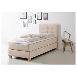 Boxspringbett Home Affaire "Moulay" Komplettbetten Gr. Samtstoff, Liegefläche B/L: 90cm x 200cm, Gewicht bis: 80 kg H2, 7-Zonen-Tonnentaschen-Federkernmatratze, beige Boxspringbett inkl. Topper, in 3 Härtegraden, TFK auch Härtegrad 4