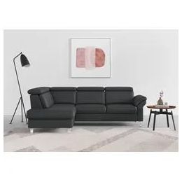 Sit & More Ecksofa SIT & MORE "Arngast L-Form" Sofas Gr. B/H/T: 245cm x 84cm x 194cm, NaturLEDER, Ottomane links, ohne Bettfunktion-ohne Bettkasten-Rücken Spannstoff, schwarz inklusive Kopfteilverstellung und Federkern