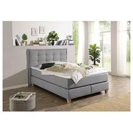 Boxspringbett Home Affaire Komplettbetten Gr. Struktur (100% Polyester), Liegefläche B/L: 140cm x 200cm, Gewicht bis: 120 kg H2, 7-Zonen-Kaltschaummatratze, grau Boxspringbett inklusive Komfortschaum-Topper