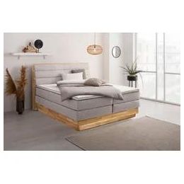 Boxspringbett OTTO products "Jenna" Komplettbetten Gr. Flachgewebe Polyester ohne LED-Beleuchtung, mit Basic-Topper LED-Beleuchtung, Liegefläche B/L: 180 cm x 200 cm Betthöhe: 69 cm, Gewicht bis: 100 kg + 120 kg H3 + H4, 7-Zonen-Taschen-Federkernmatratze, grau (platinum) Boxspringbett ohne LED-Beleuchtung, mit zertifizierten, recycelten Bezugsstoffen