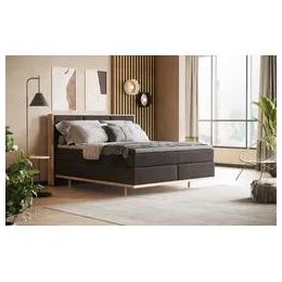 Boxspringbett Home Affaire "Gribelle" Komplettbetten Gr. Microfaser, Gewicht bis: 80 kg + 80 kg H2 + H2, 7-Zonen-Tonnentaschen-Federkern-Partnermatratze, braun (mud) Boxspringbett Boxspringbett, Inklusive Topper