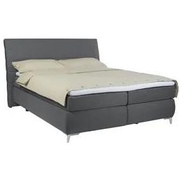 Boxspringbett Tom Tailor HOME "SOFT LINES BOX" Komplettbetten Gr. Chenille GCP ohne Tom Tailor Print, Liegefläche B/L: 140 cm x 200 cm, H3, 5-Zonen-Tonnentaschen-Federkernmatratze, grau (concrete gcp 129) Boxspringbett mit geschwungenem Kopfteil horizontaler Steppung, ohne Print