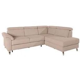 Sit & More Ecksofa SIT & MORE "Arngast L-Form" Sofas Gr. B/H/T: 245cm x 84cm x 194cm, Struktur, Ottomane rechts, ohne Bettfunktion-ohne Bettkasten, beige inklusive Kopfteilverstellung und Federkern